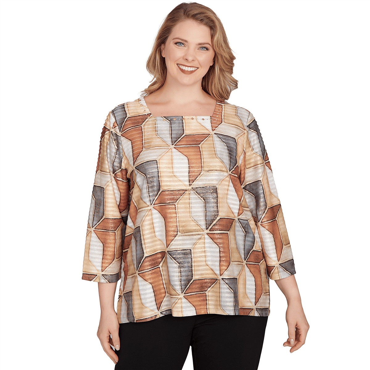 Click here for Plus Size Alfred Dunner Classics Square Neck Geome... prices
