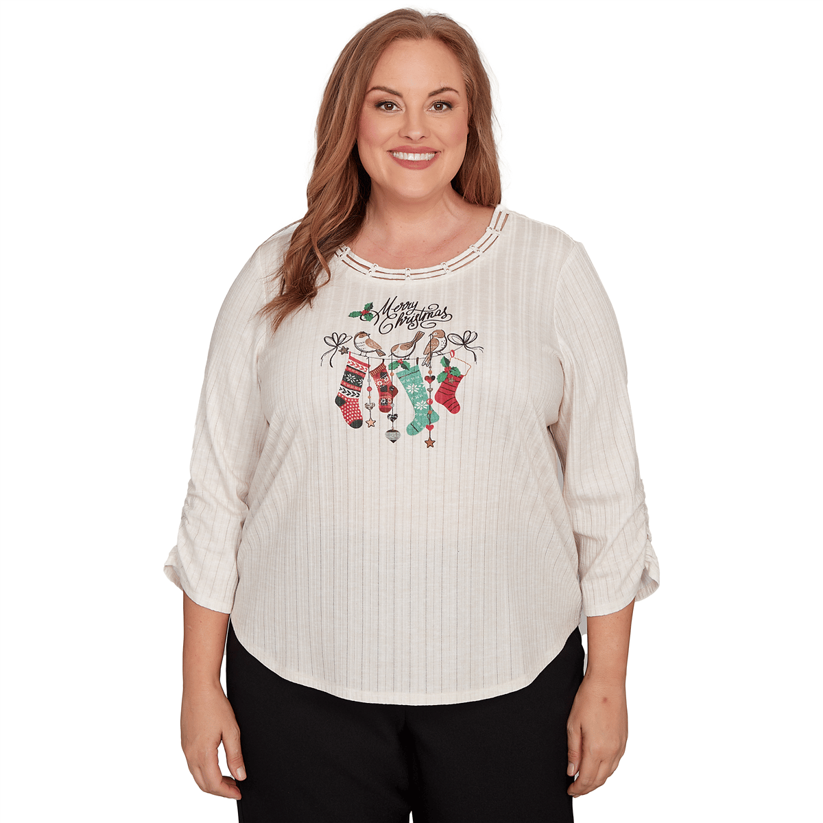 Plus Size Alfred Dunner Classics Holiday Stockings Blouse