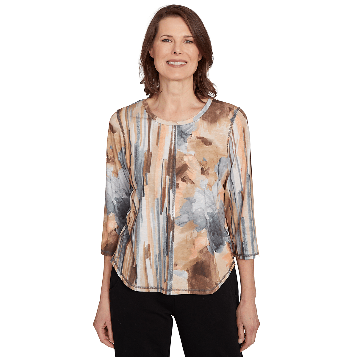 Click here for Petite Alfred Dunner Classics Spliced Abstract Blo... prices