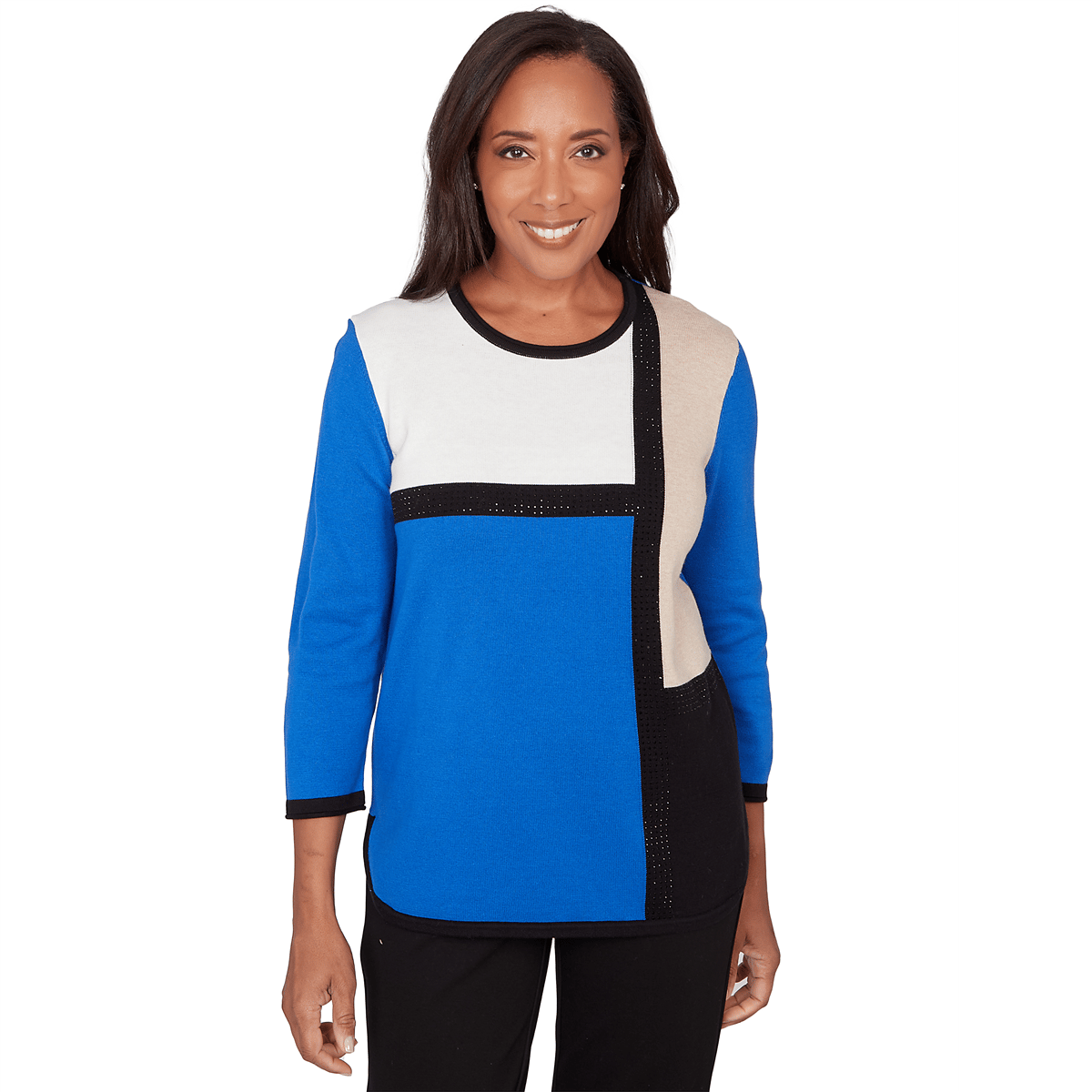 Alfred Dunner Petite Classic Long Sleeve Sweater - Cobalt Blue