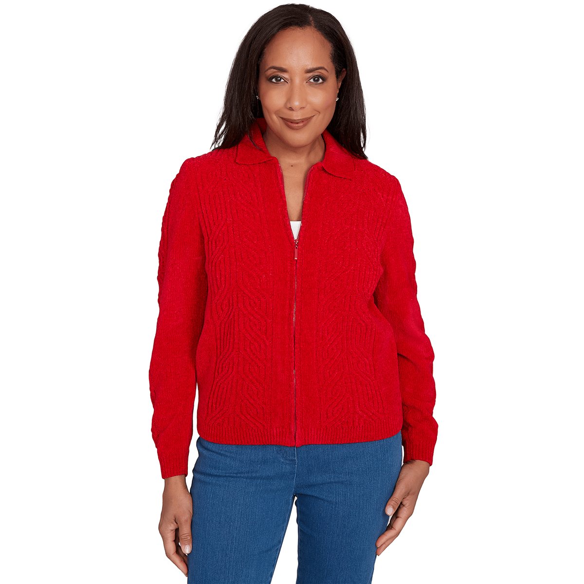 Click here for Petite Alfred Dunner Classics Chenille Cable Knit... prices
