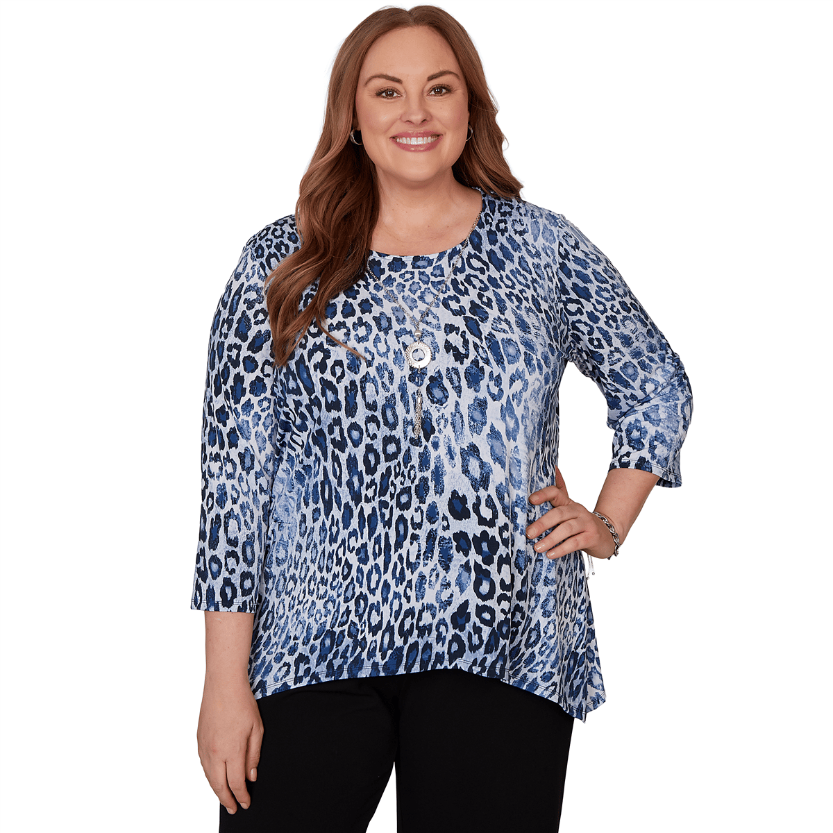 Plus Size Alfred Dunner Classics 3/4 Sleeve Leopard Blouse