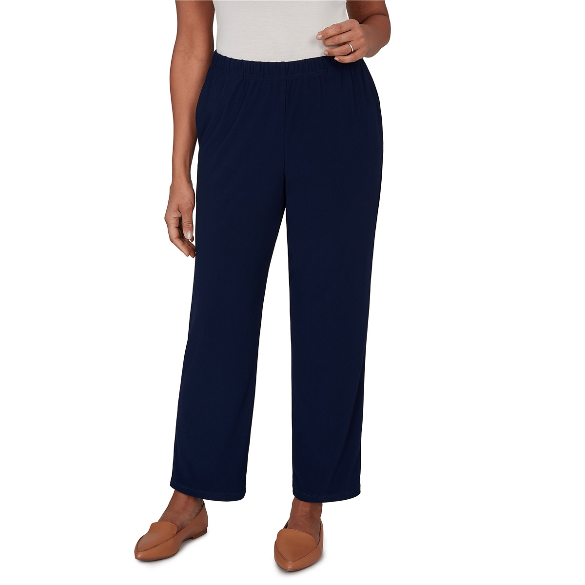 Click here for Petite Alfred Dunner Classics Crepe Pants - Short... prices
