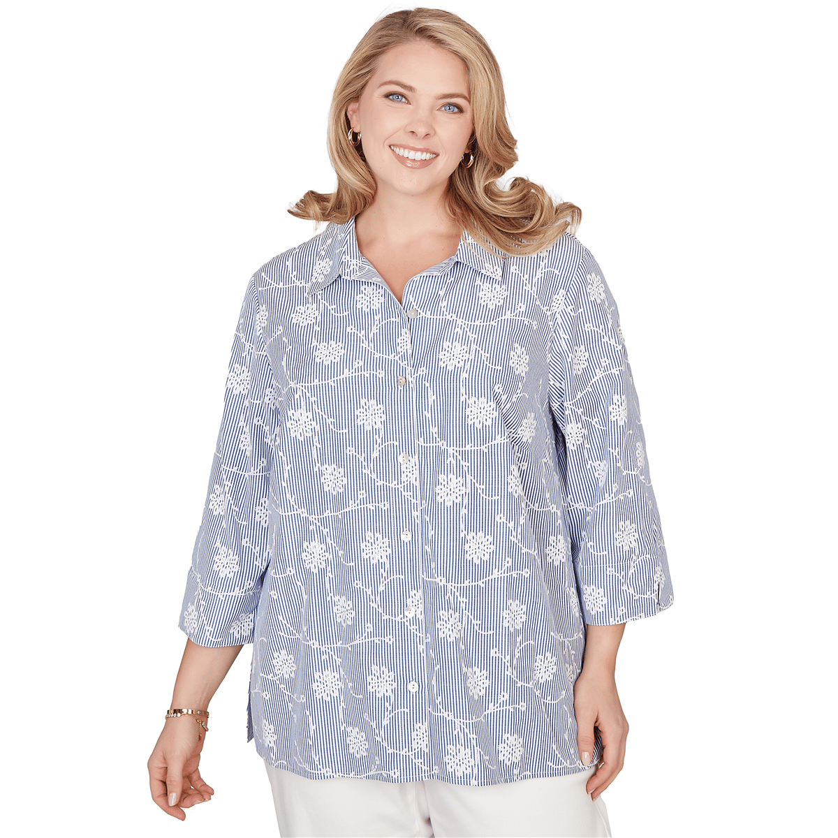 Click here for Plus Size Alfred Dunner Classics 3/4 Sleeve Pinstr... prices