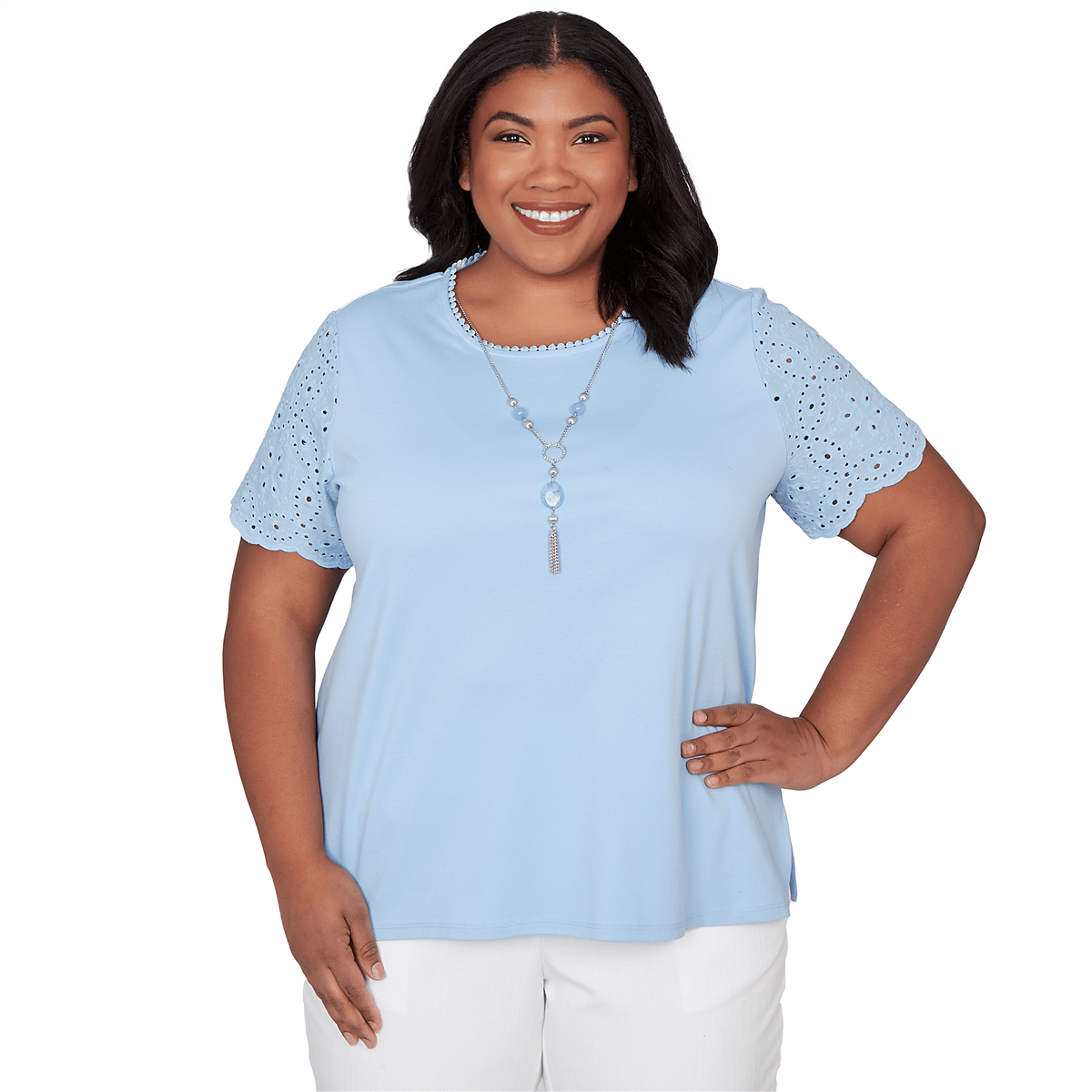 Click here for Plus Size Alfred Dunner Classics Short Eyelet Slee... prices