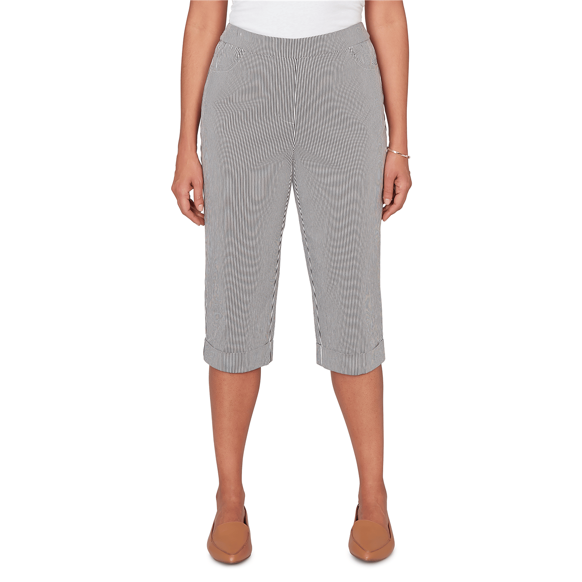 Click here for Petite Alfred Dunner Classics Pull On Stretch Stri... prices