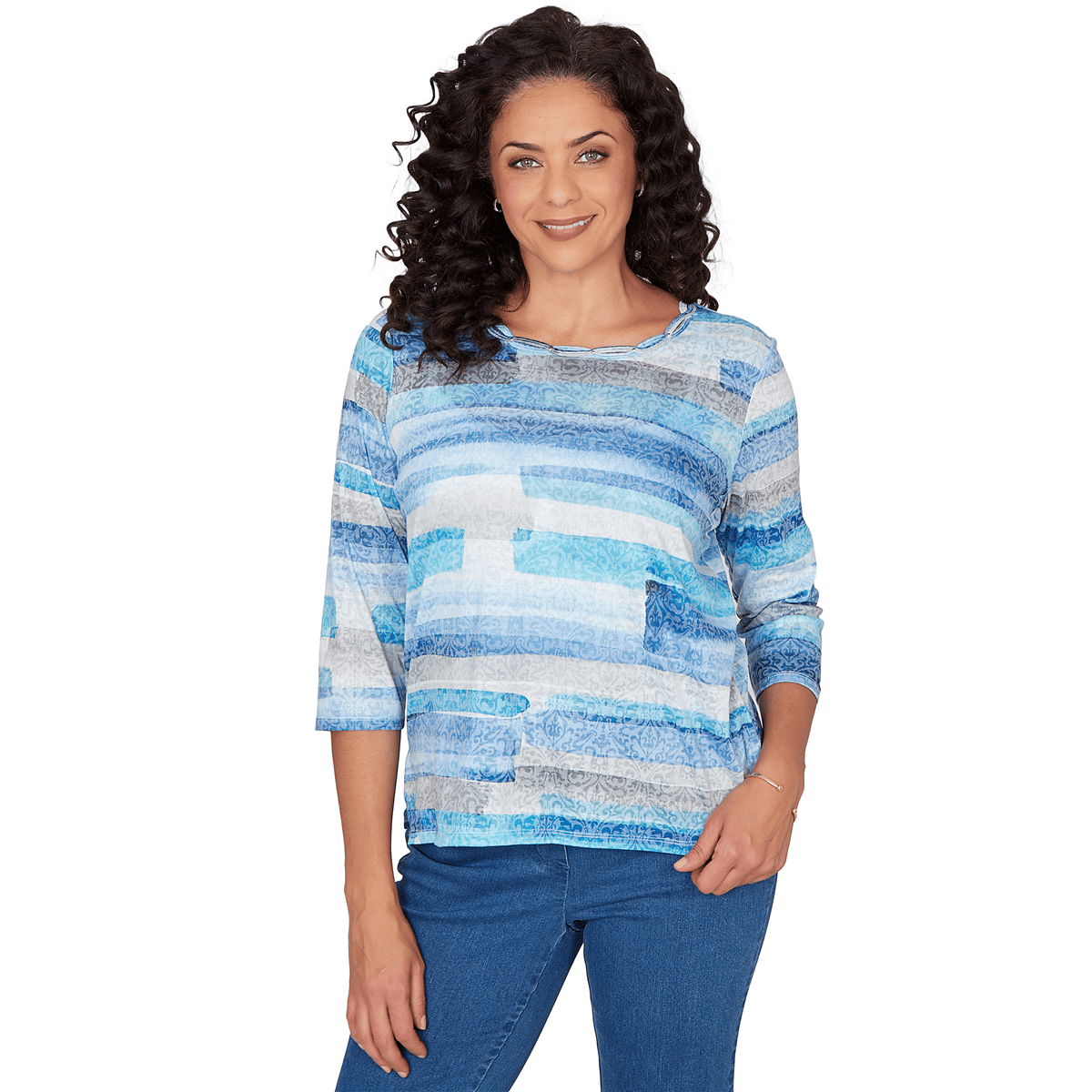 Click here for Petite Alfred Dunner Classics 3/4 Sleeve Brushstro... prices