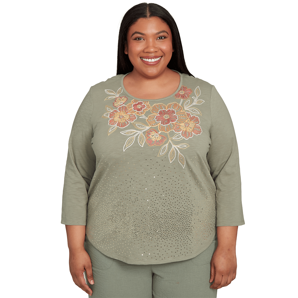 Click here for Plus Size Alfred Dunner Copper Canyon Floral Neck... prices