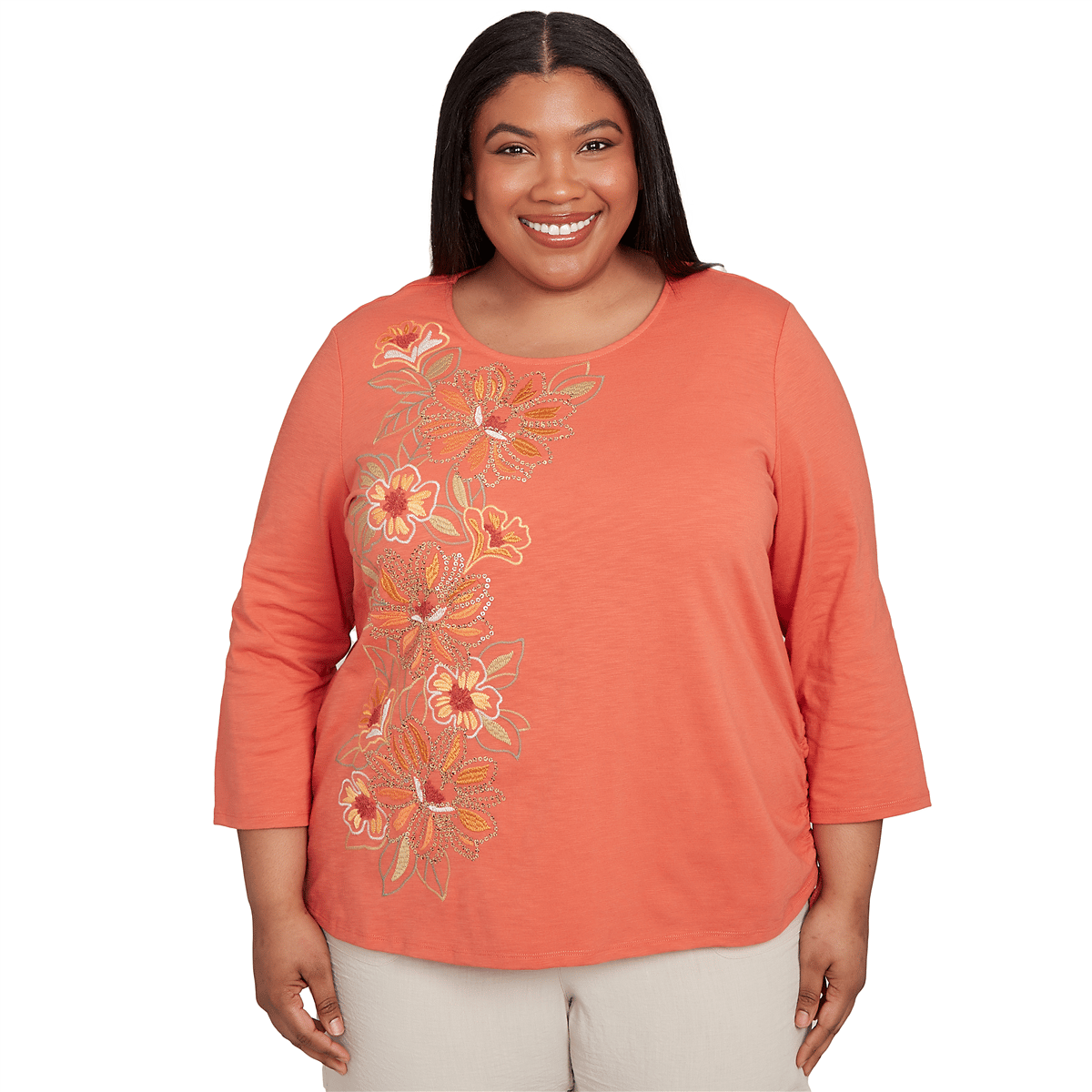 Plus Size Alfred Dunner Copper Canyon Floral Embroidered Blouse