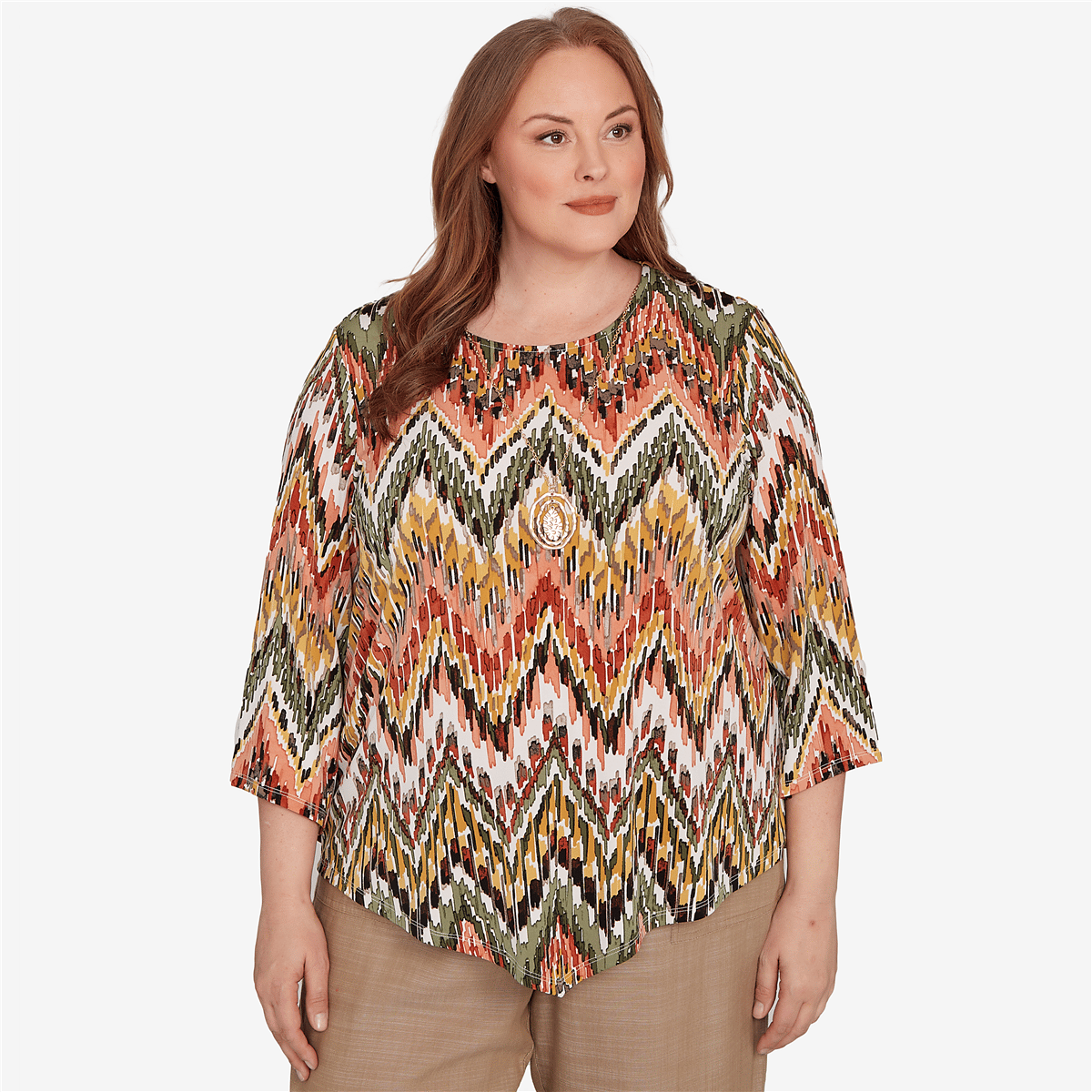 Click here for Plus Size Alfred Dunner Copper Canyon Ikat Chevron... prices