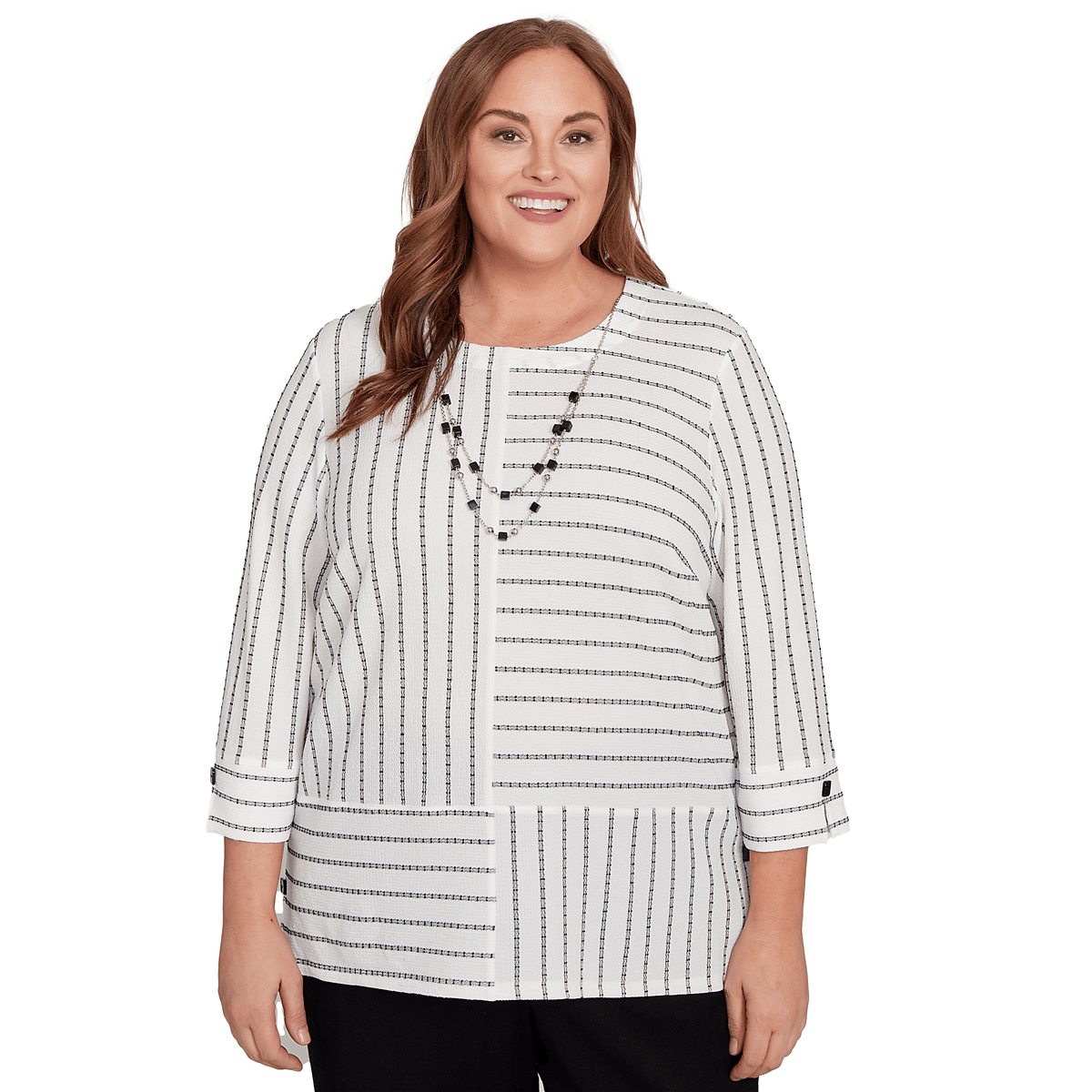 Plus Size Alfred Dunner Santa Barbara Geometric Stripe Blouse