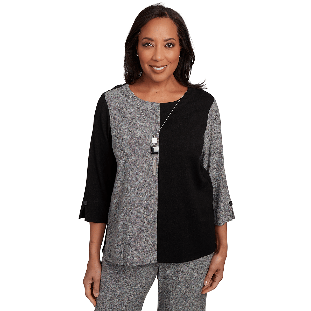 Petite Alfred Dunner Santa Barbara Color Block Blouse