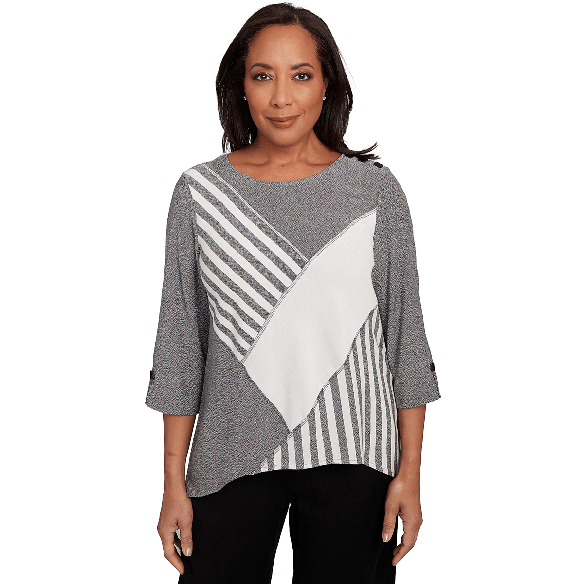 Click here for Petite Alfred Dunner Santa Barbara Diagonal Splice... prices