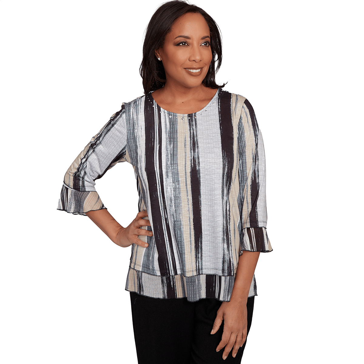 Click here for Petite Alfred Dunner Santa Barbara Etched Stripe B... prices