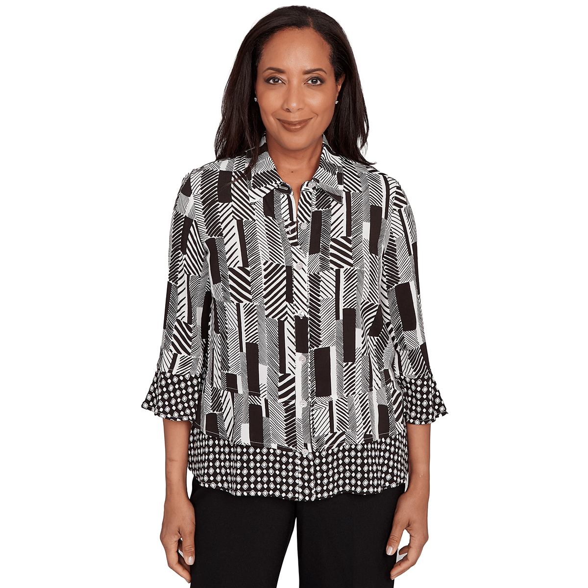 Click here for Petite Alfred Dunner Business As Usual Button Fron... prices