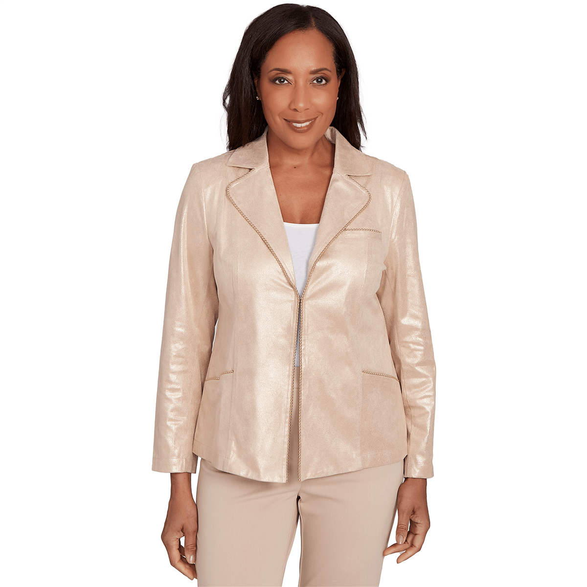 Womens Alfred Dunner Urban Legend Faux Suede Shimmer Jacket