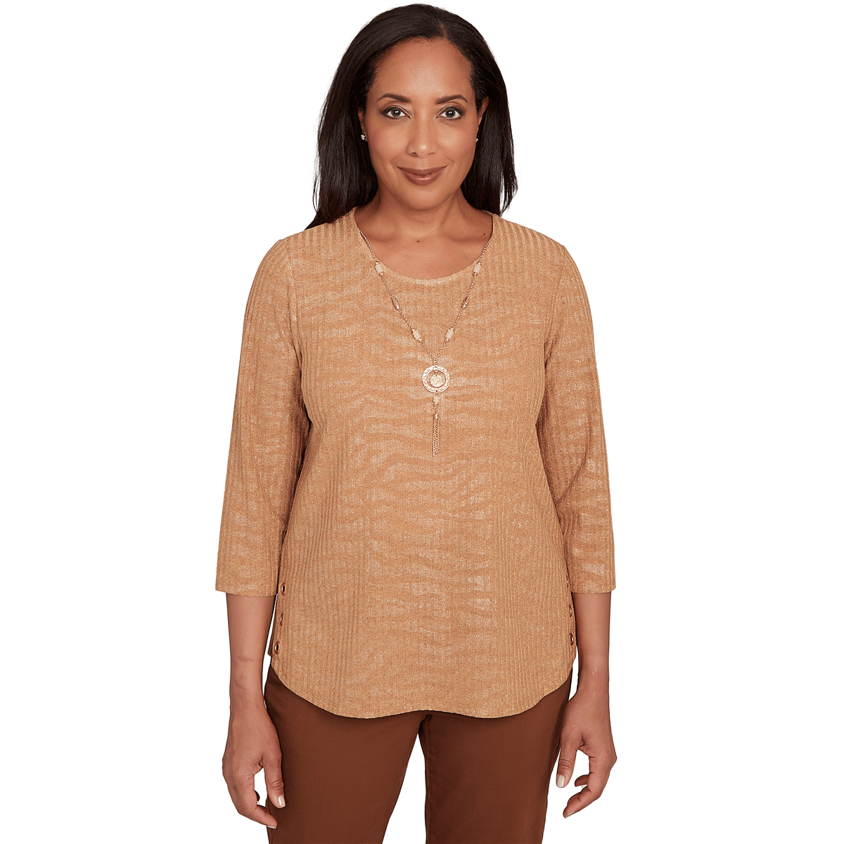 Petite Alfred Dunner Mount Laurel Shimmer Zebra Blouse