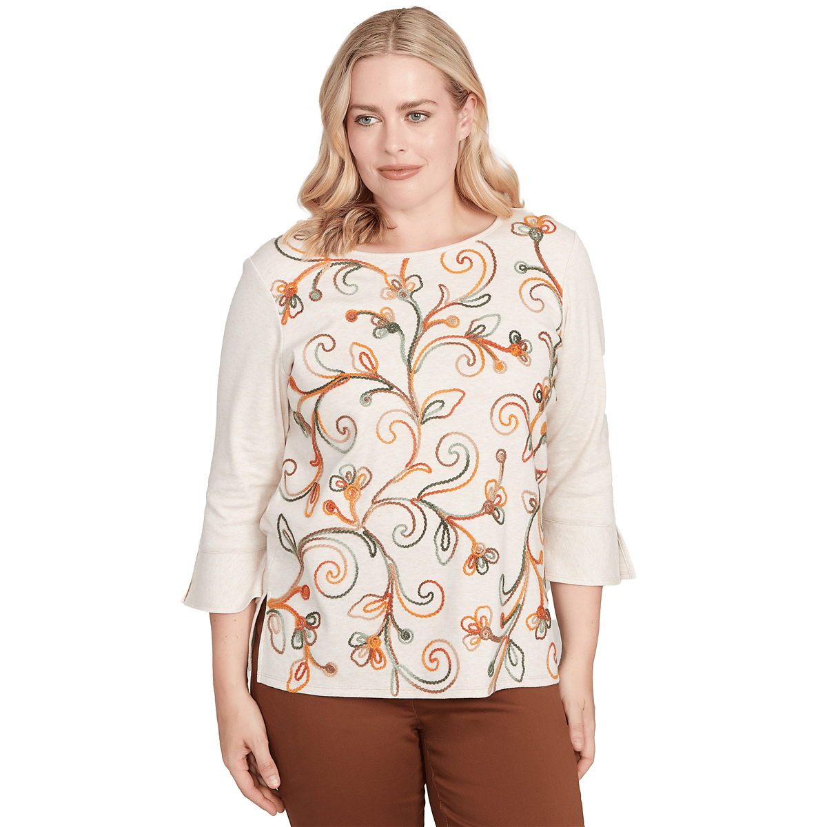 Petite Alfred Dunner Mount Laurel Scroll Embroidery Blouse