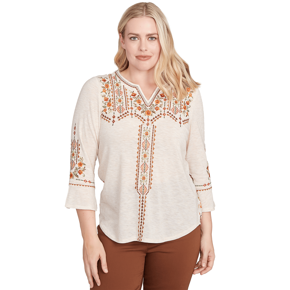Petite Alfred Dunner Mount Laurel Geometric Floral Blouse