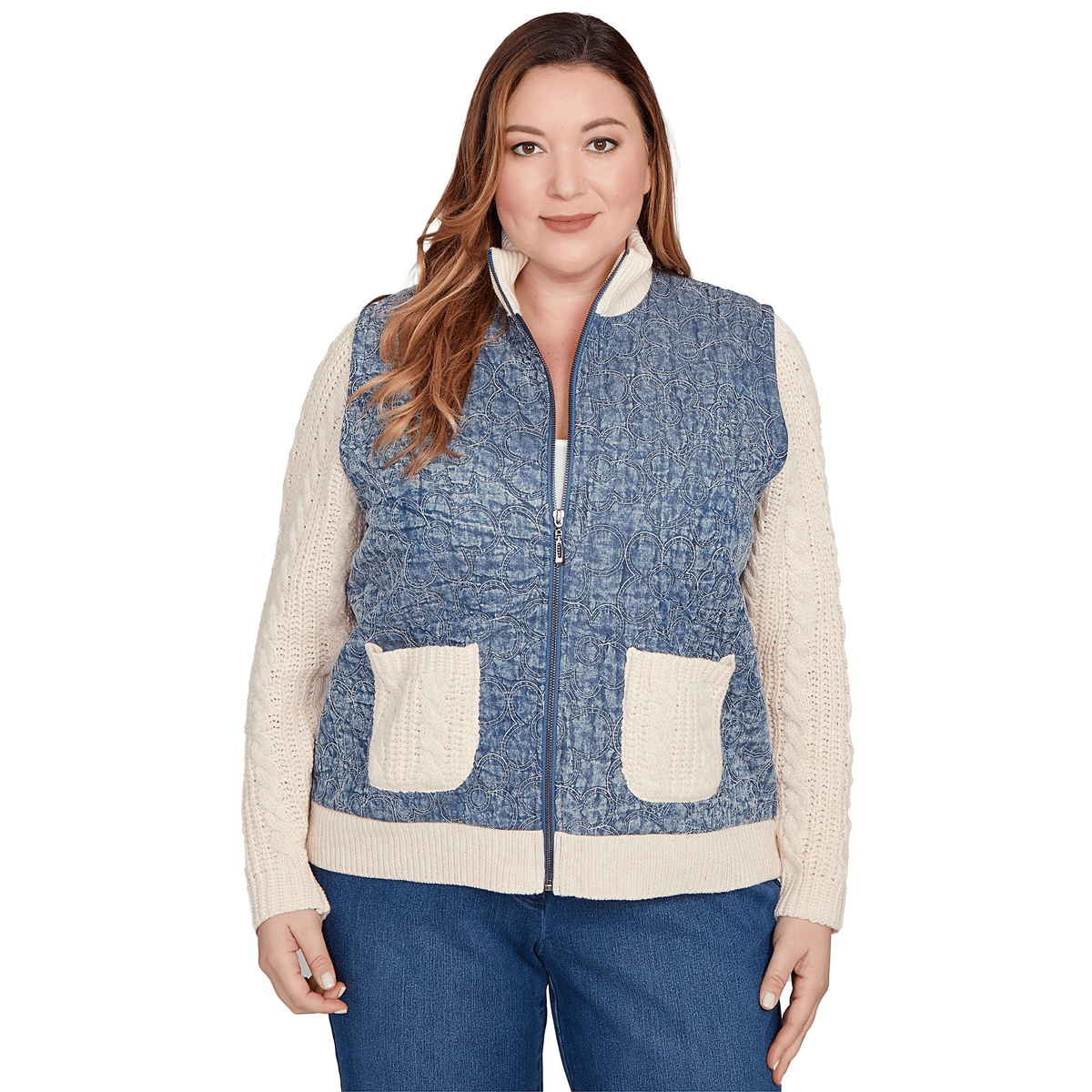 Plus Size Alfred Dunner Sunset Canyon Sweater Quilted Jacket