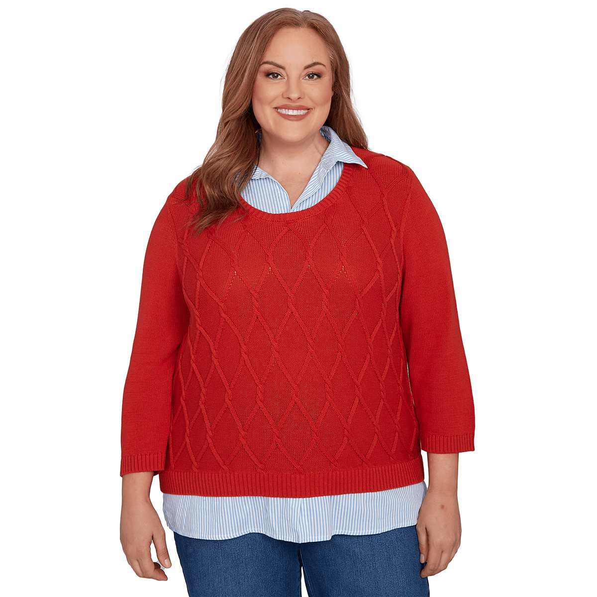 Click here for Plus Size Alfred Dunner Sunset Canyon Cable Stitch... prices