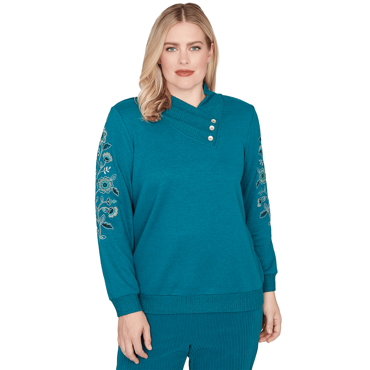 Womens Alfred Dunner Lake Champlain Envelope Neck Sweater