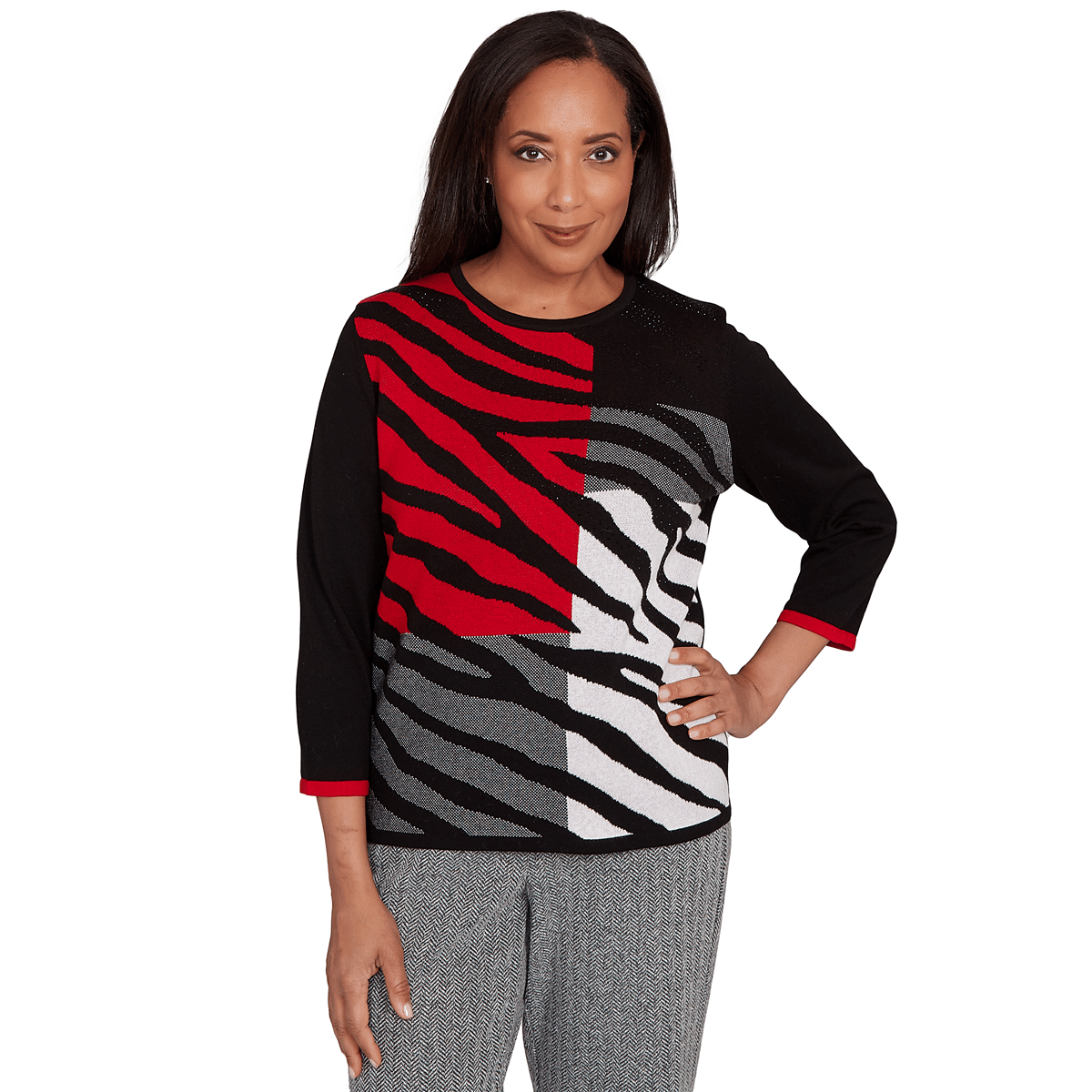 Click here for Petite Alfred Dunner Jet Setter Zebra Color Block... prices