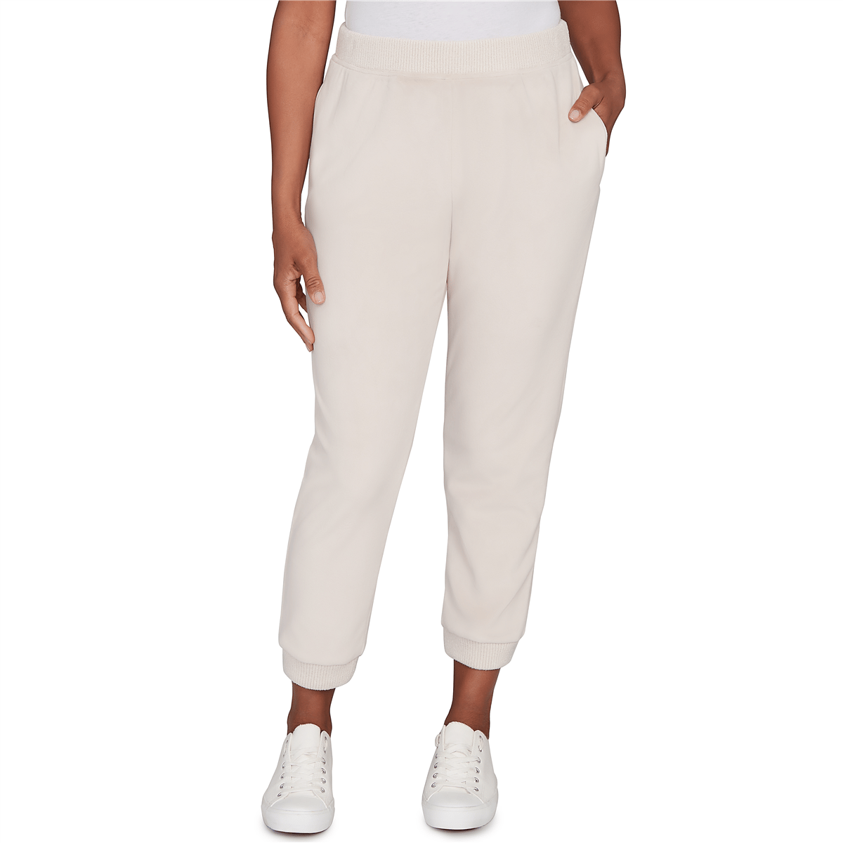 Alfred Dunner Calm Luxe Soft Knit Jogger Pant - Alabaster