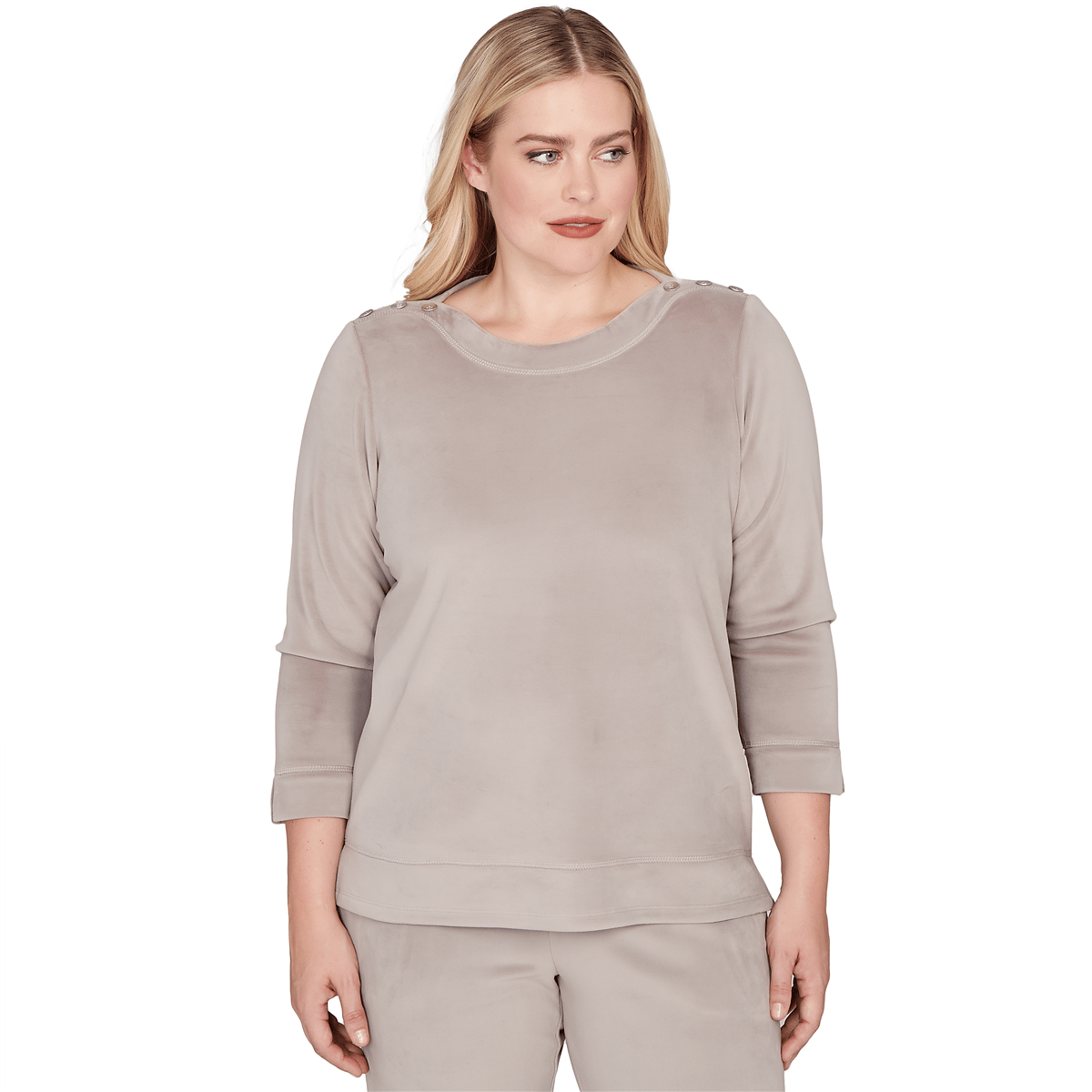 Plus Size Alfred Dunner Calm Luxe Shoulder Button Tee