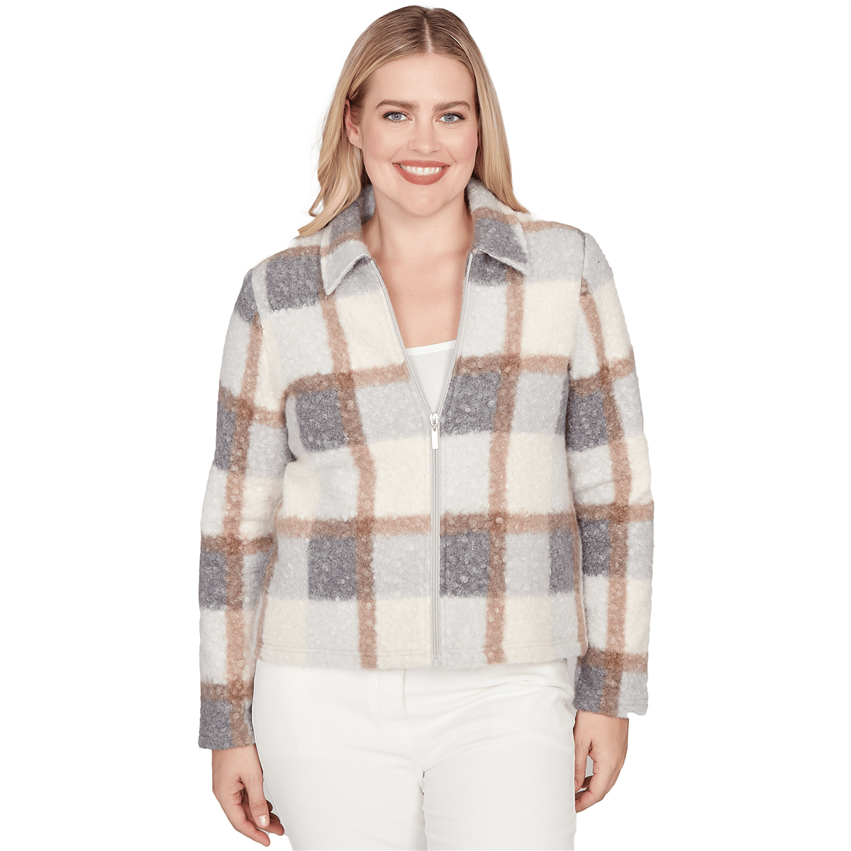 Click here for Plus Size Alfred Dunner Vienna Plaid Boucle Jacket prices