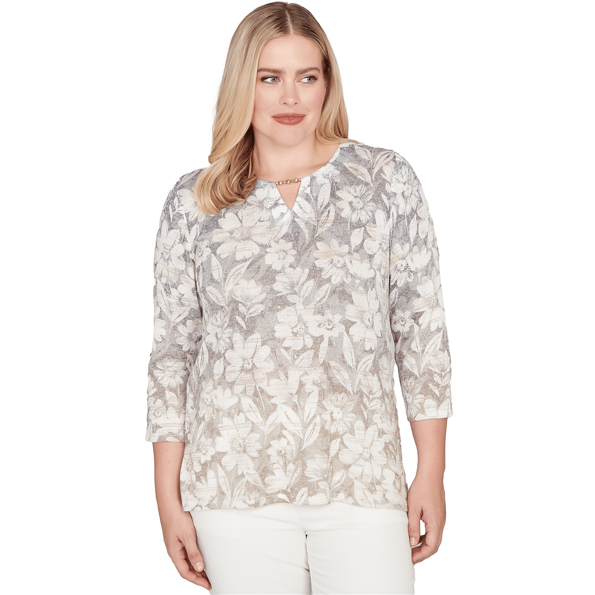Click here for Petite Alfred Dunner Vienna Floral Ombre Keyhole N... prices