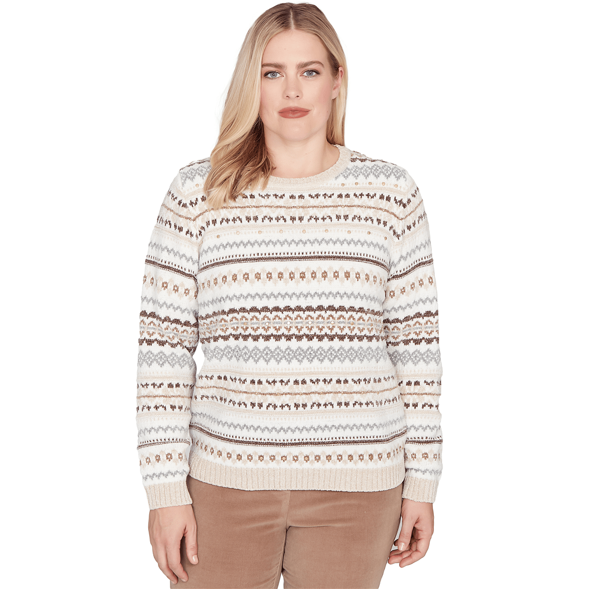 Click here for Petite Alfred Dunner Vienna Fair Isle Chenille Swe... prices