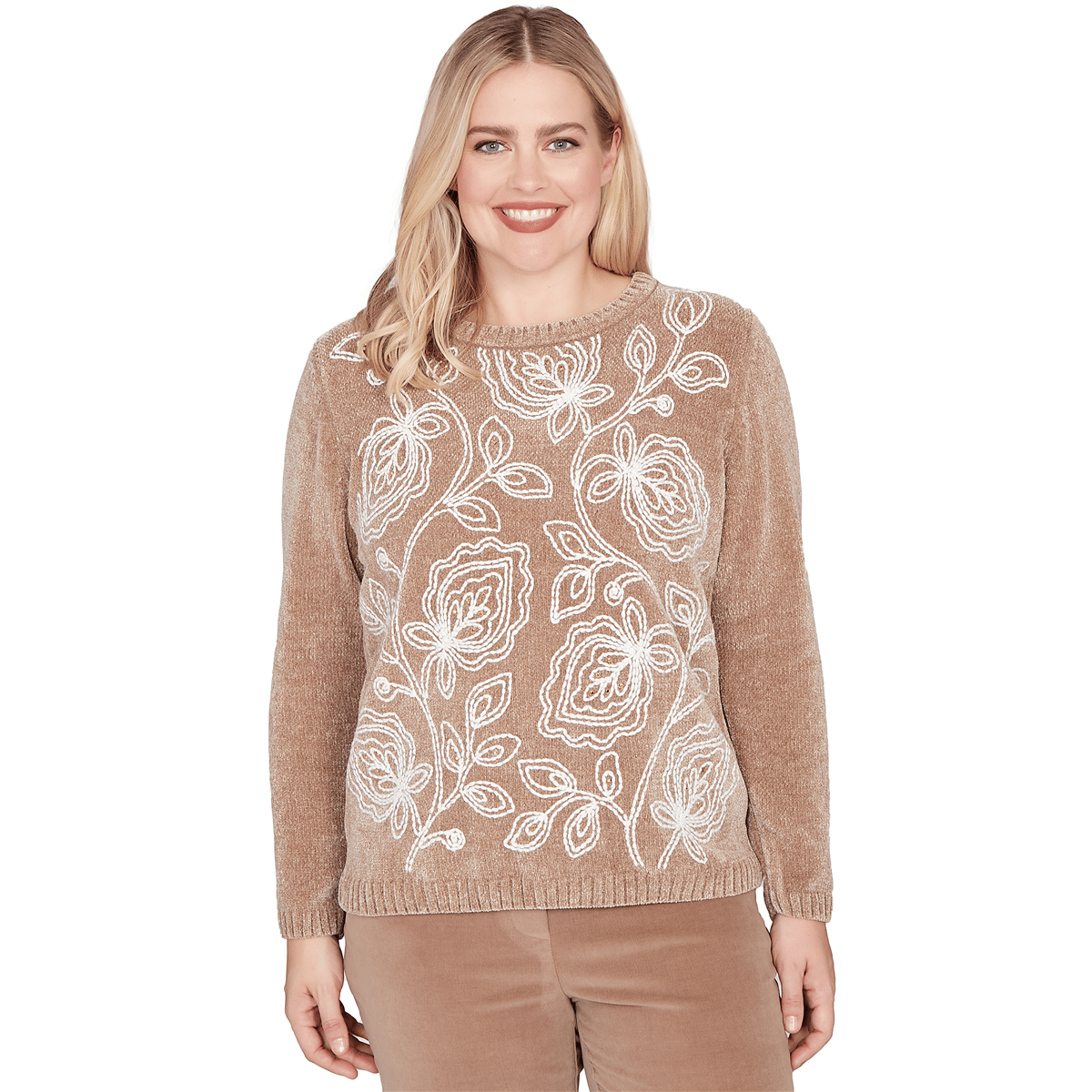 Click here for Petite Alfred Dunner Vienna Floral Chenille Sweate... prices