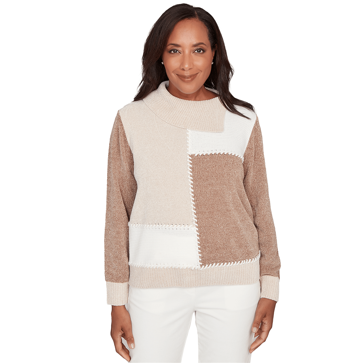 Click here for Petite Alfred Dunner Vienna Neutral Color Block Sw... prices