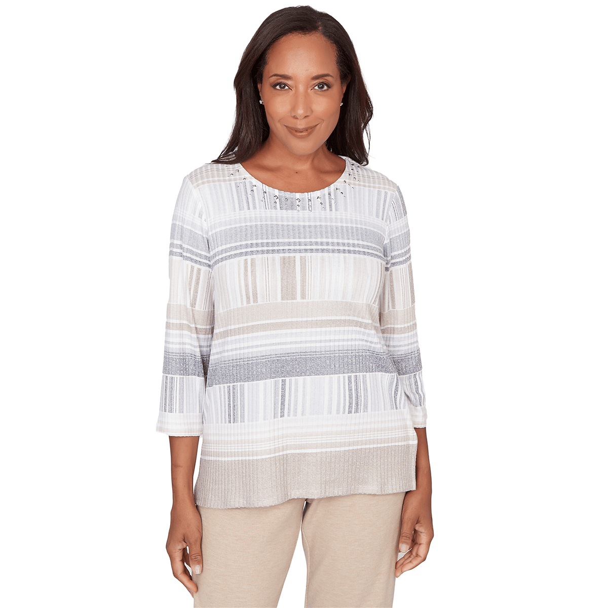 Click here for Petite Alfred Dunner Comfort & Joy Abstract Stripe... prices