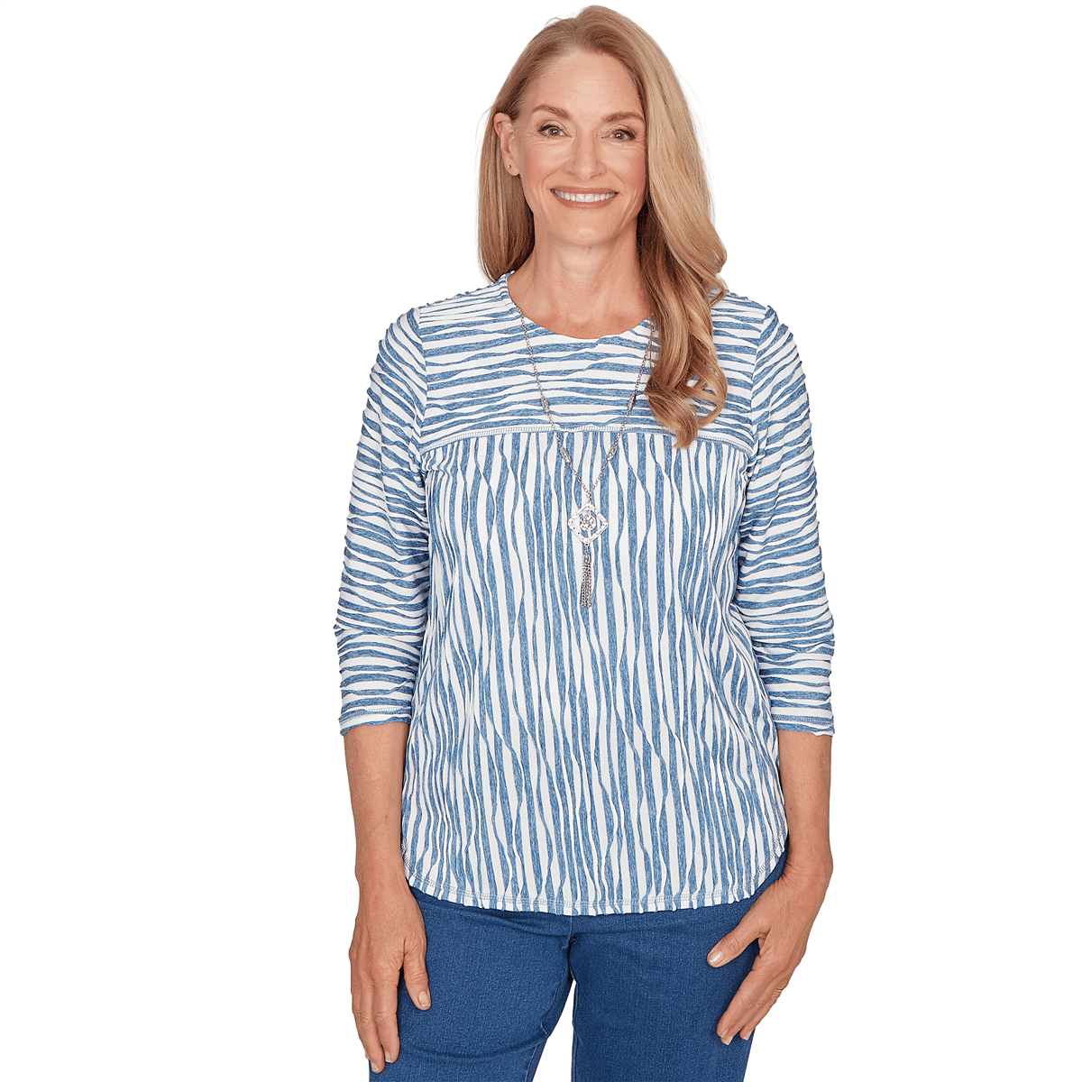 Click here for Womens Alfred Dunner Austin Spliced Stripe Blouse... prices