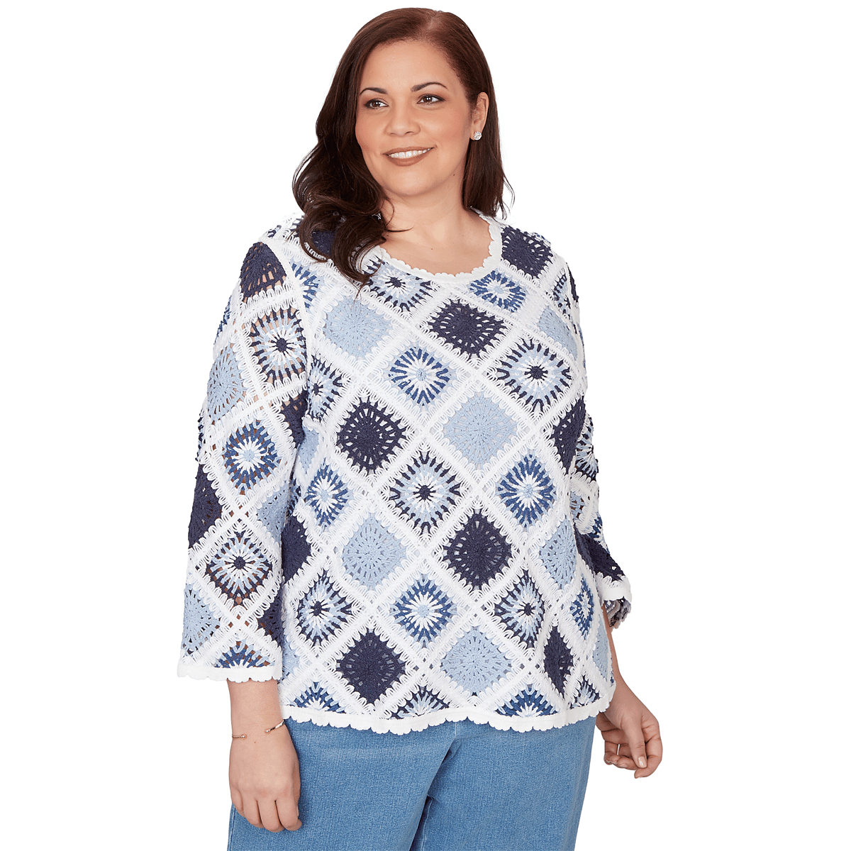 Click here for Plus Size Alfred Dunner Austin Long Sleeve Crochet... prices