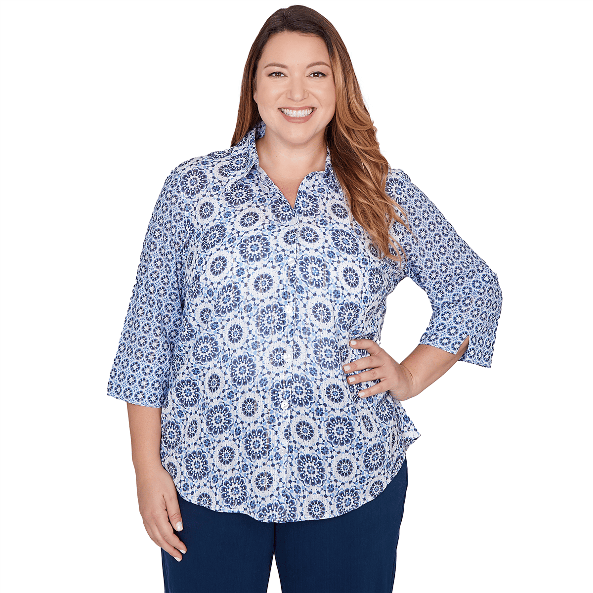 Click here for Plus Size Alfred Dunner Mykonos Geometric Button F... prices