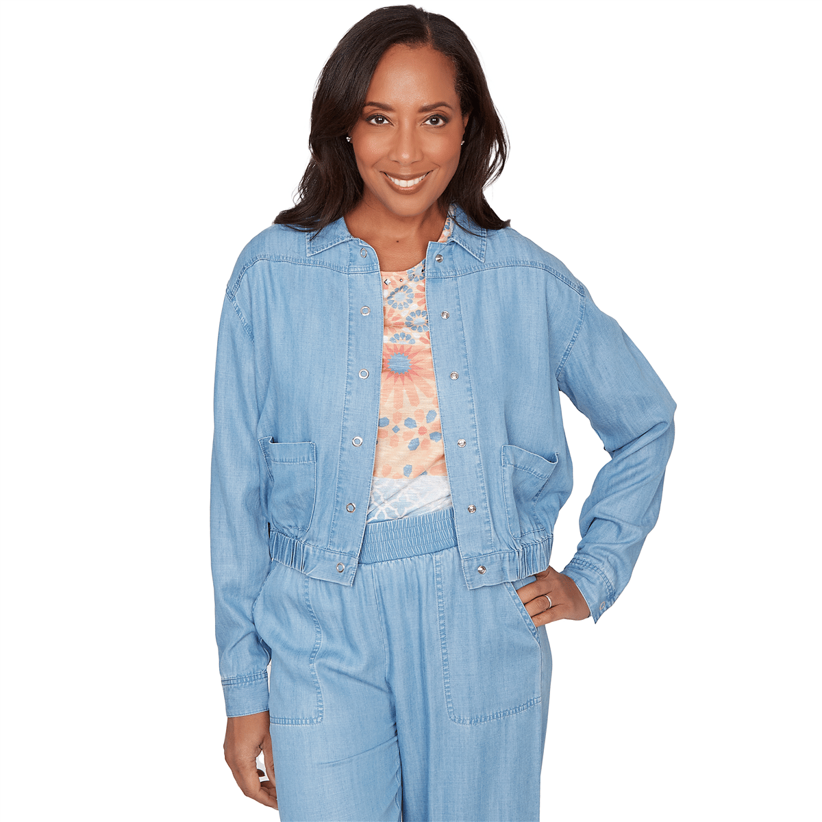 Click here for Petite Alfred Dunner Beachcomber Snap Button Denim... prices