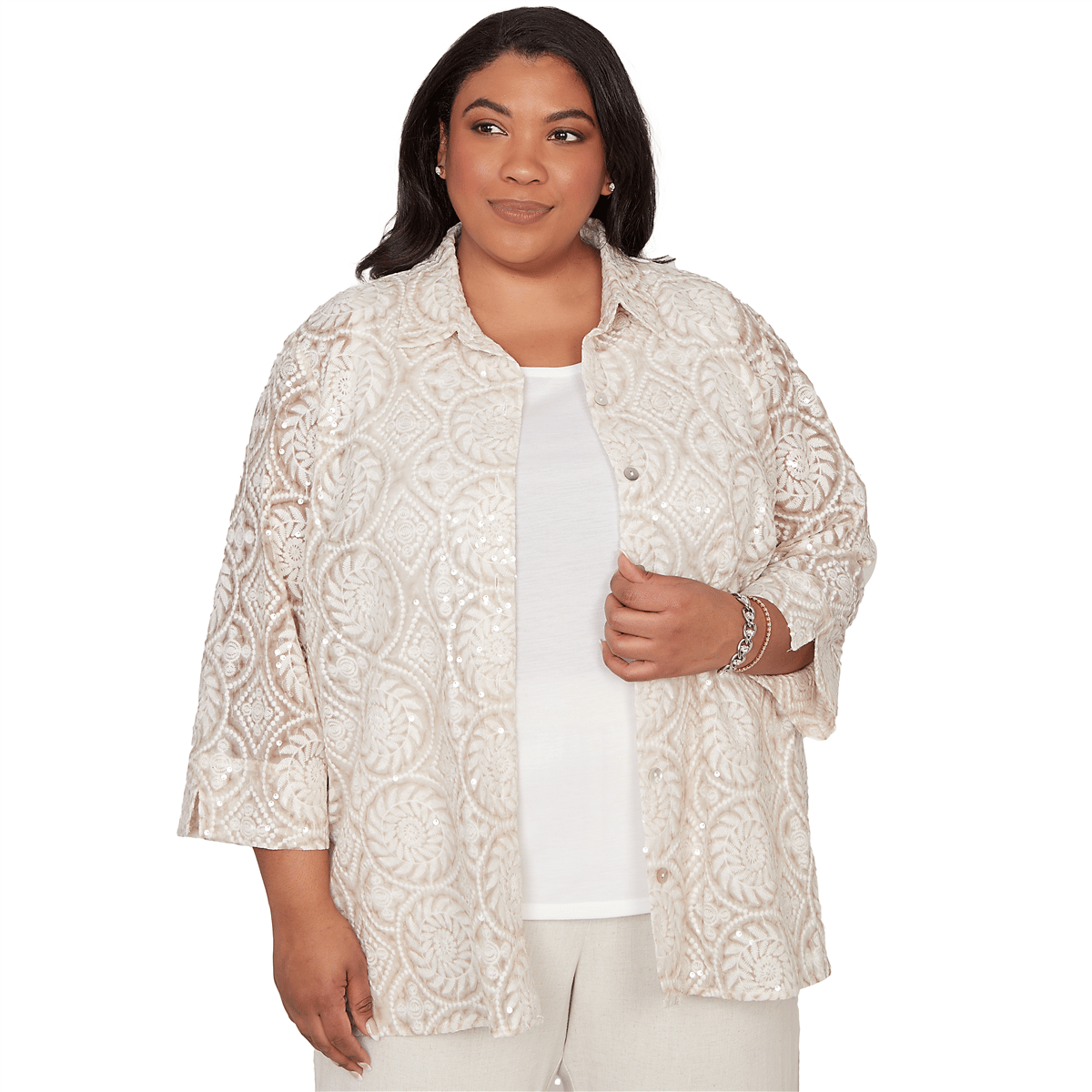 Click here for Plus Size Alfred Dunner Natural Wonder Sequin Two... prices