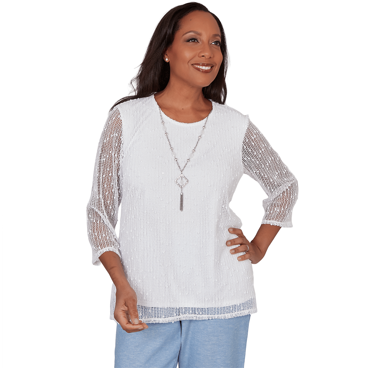 Click here for Womens Alfred Dunner Caribbean Blues 3/4 Sleeve Me... prices