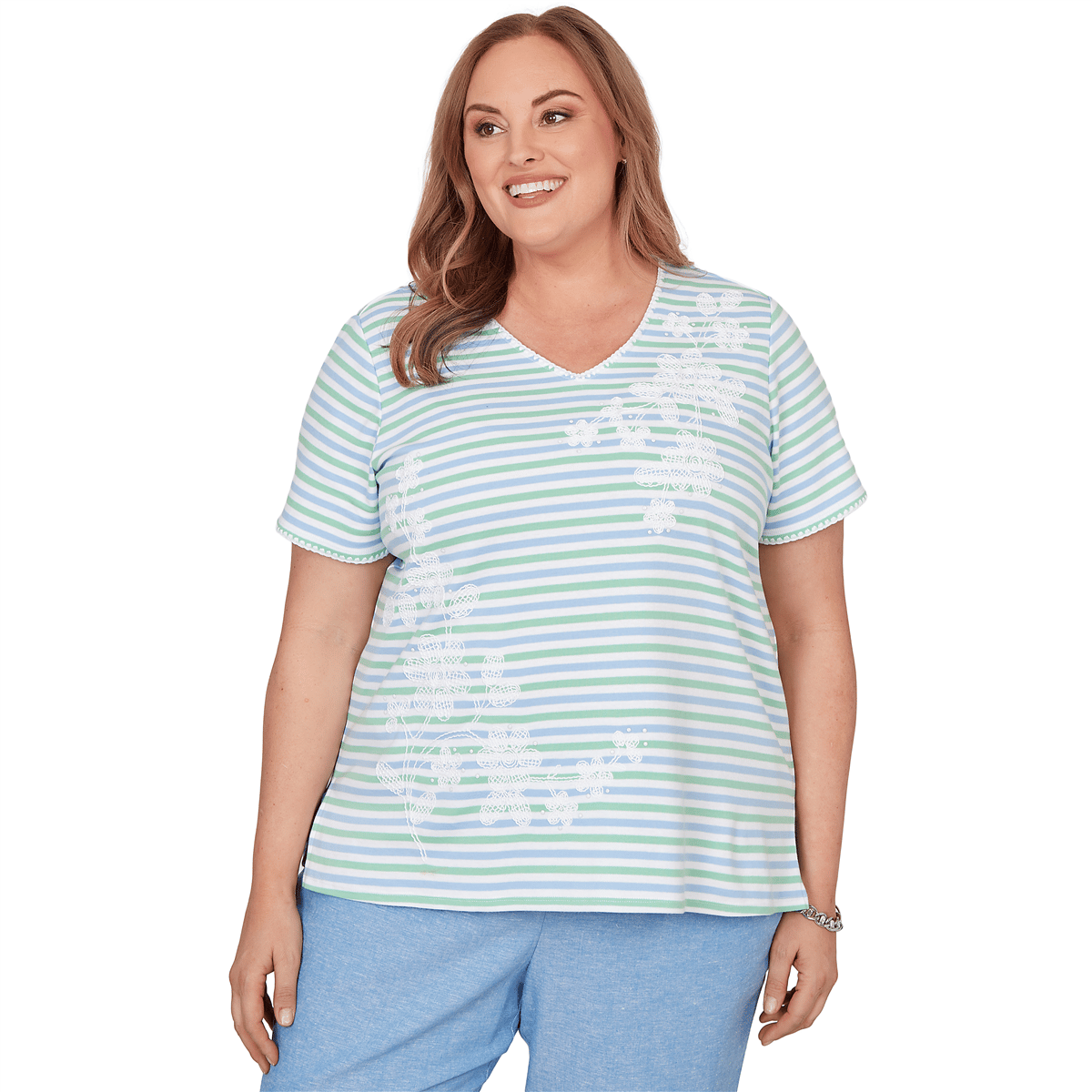 Click here for Plus Size  Alfred Dunner Caribbean Blues Stripe Fl... prices