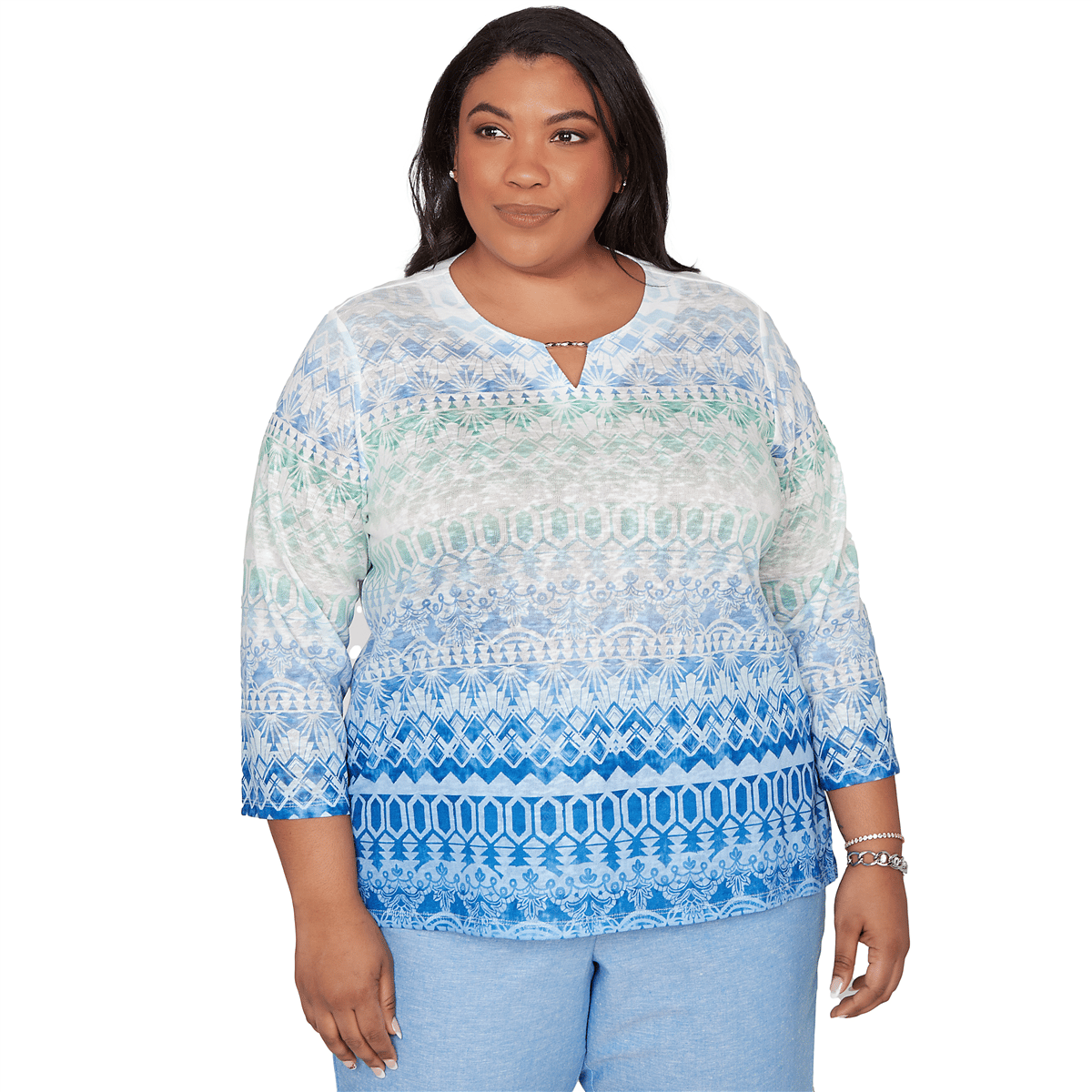 Click here for Plus Size Alfred Dunner Caribbean Blues Keyhole Ne... prices