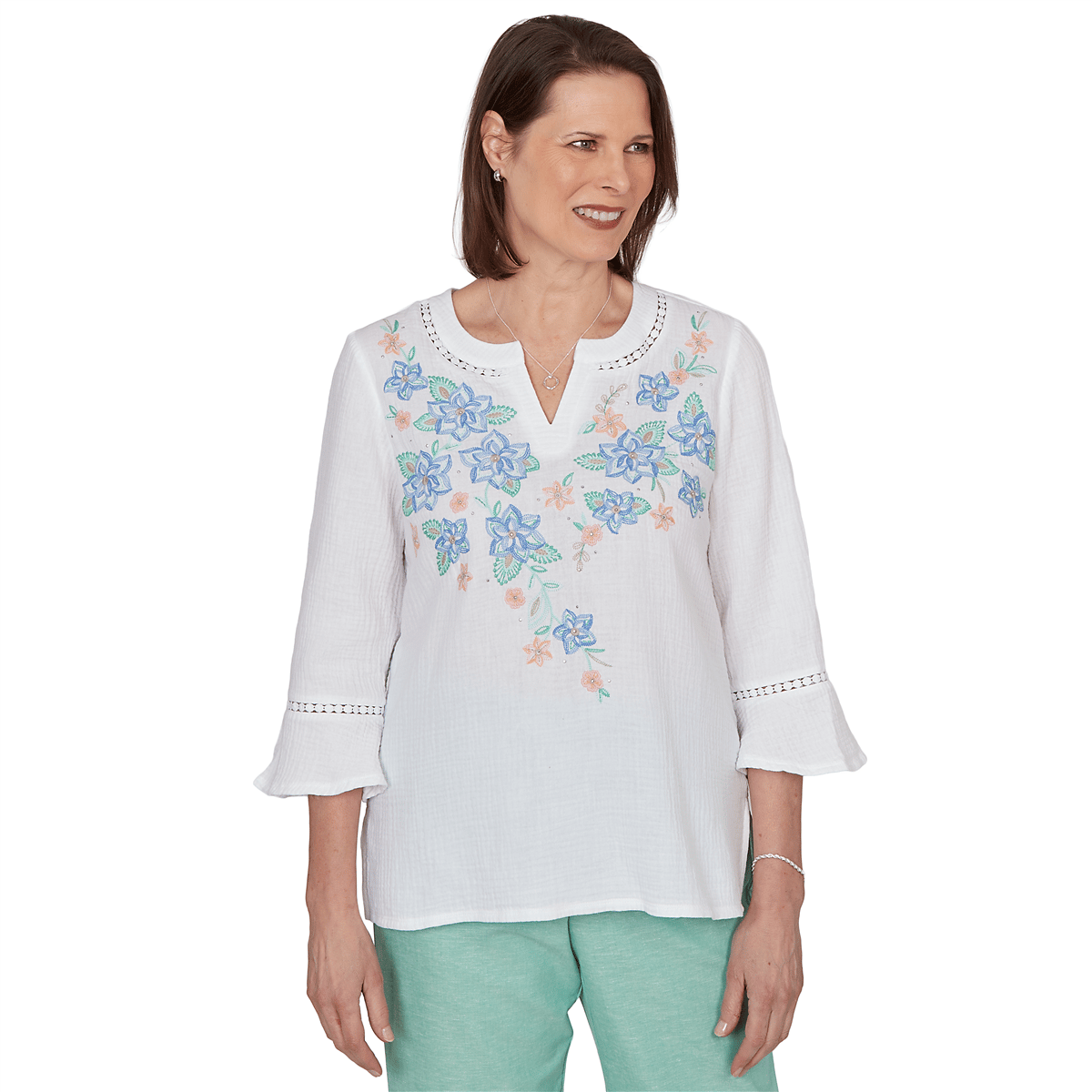 Click here for Petite Alfred Dunner Caribbean Blues 3/4 Flounce S... prices