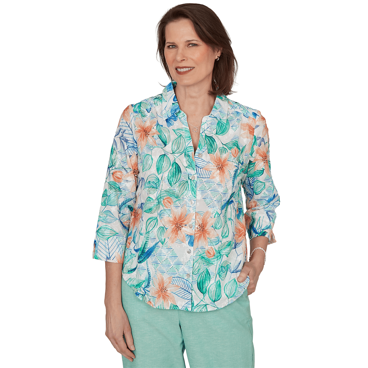 Click here for Petite Alfred Dunner Caribbean Blues Tropical Flor... prices
