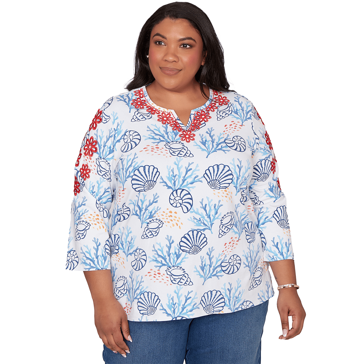 Click here for Plus Size Alfred Dunner Port Side Coastal Embroide... prices