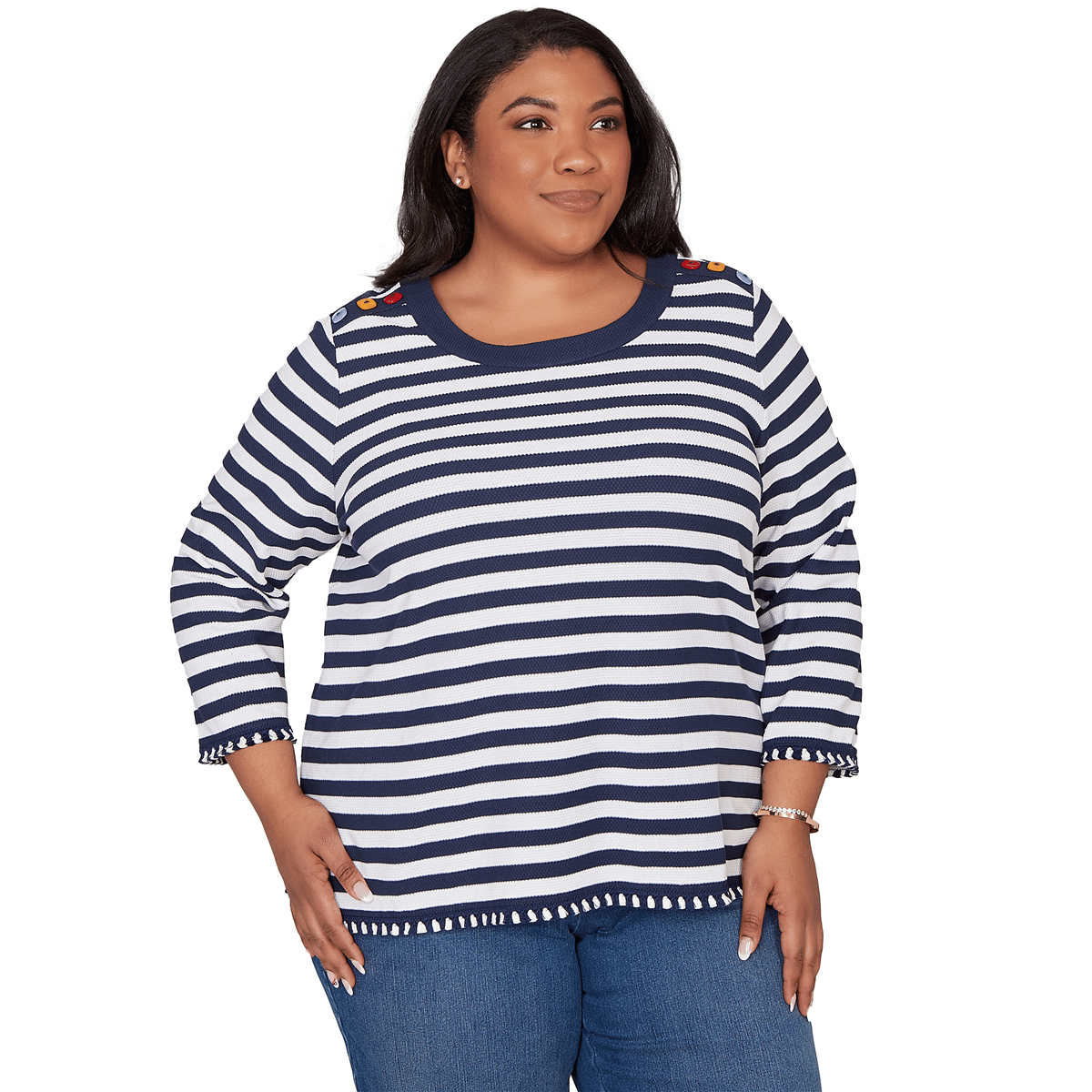 Click here for Plus Size Alfred Dunner Port Side 3/4 Sleeve Pique... prices