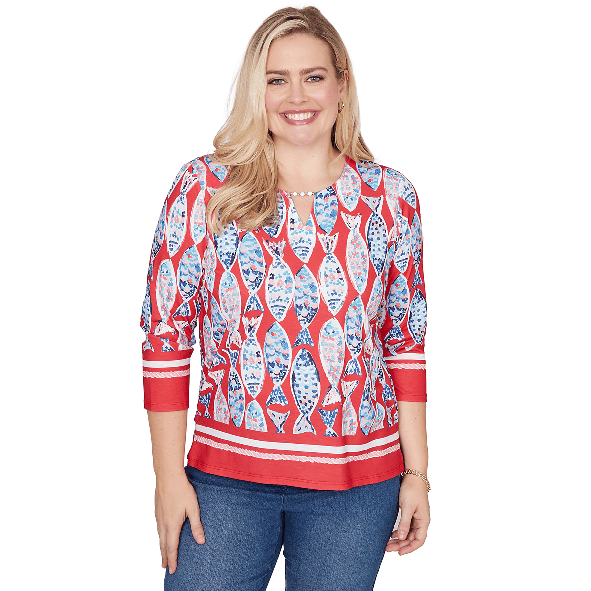 Click here for Petite Alfred Dunner Port Side 3/4 Sleeve Mosaic F... prices