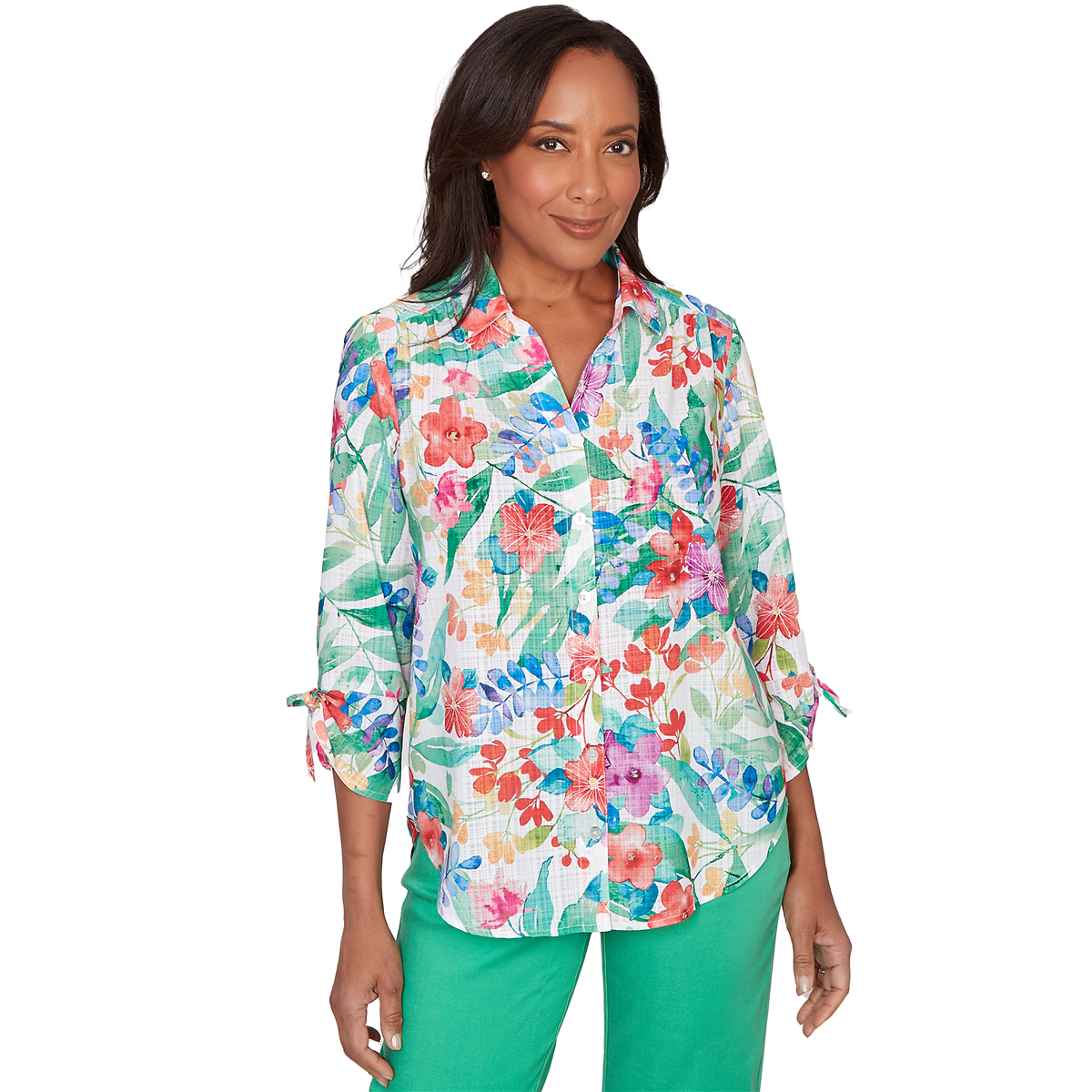 Click here for Womens Alfred Dunner Resort Living Tie Sleeve Flor... prices