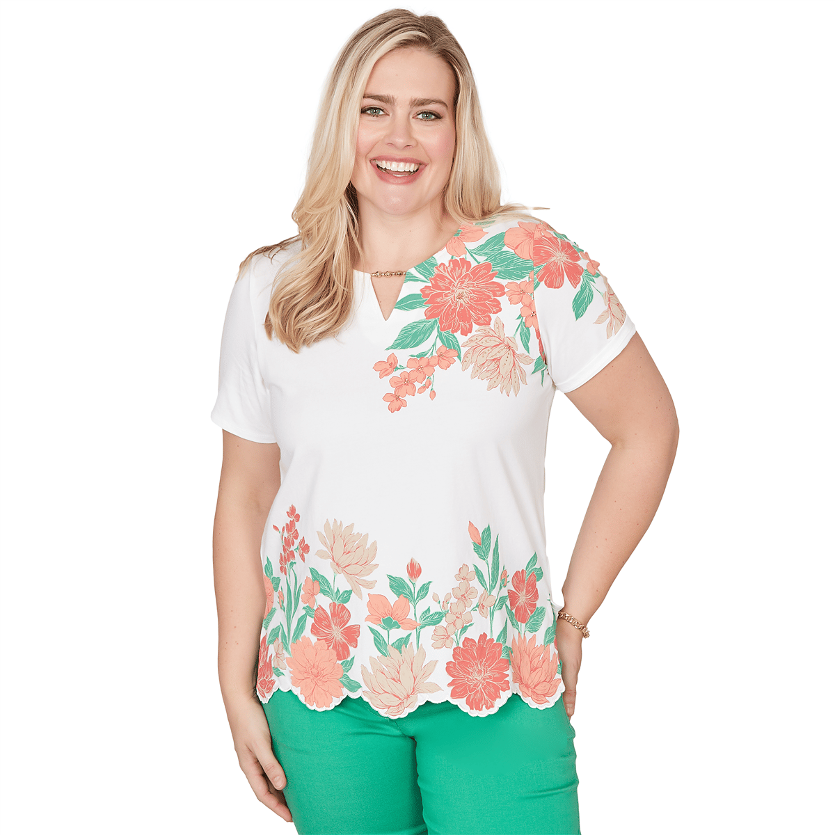 Click here for Womens Alfred Dunner Resort Living Floral Scallop... prices